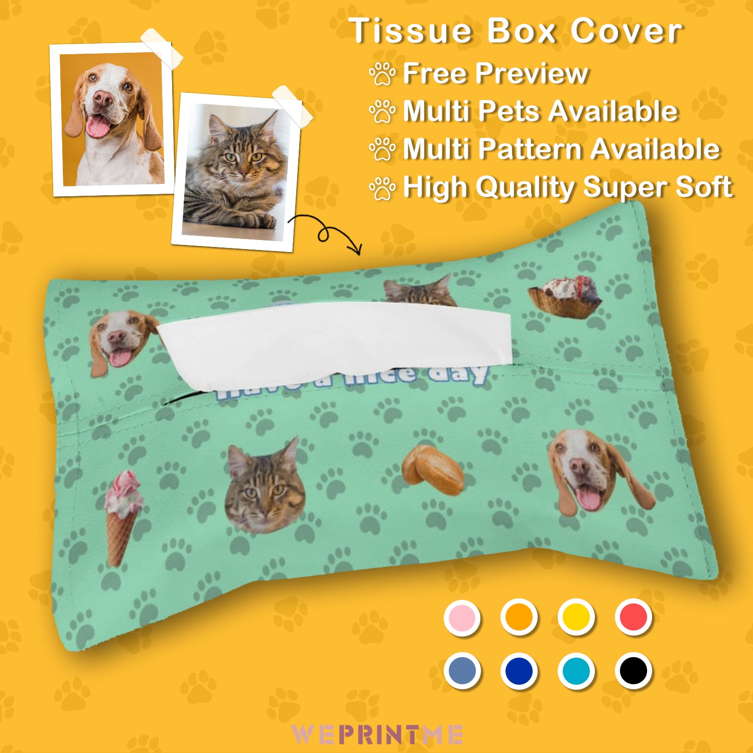 Custom Pet Face Pet Paws Tissue Box Pet Face On Tissue Cover – WEPRINTME